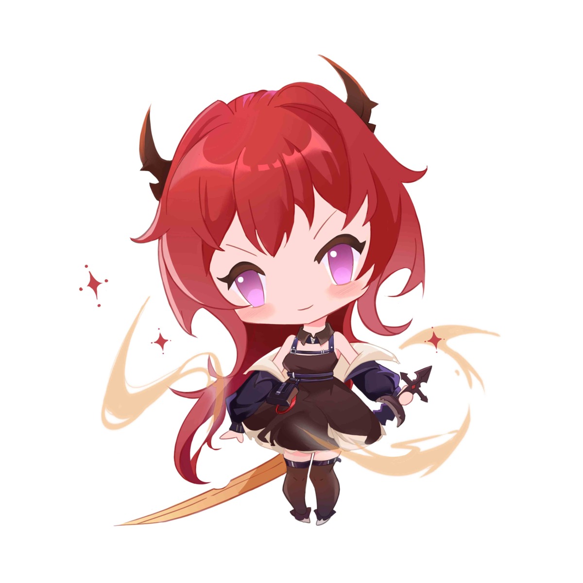 baojiu arknights surtr (arknights) chibi horns sword thighhighs ...