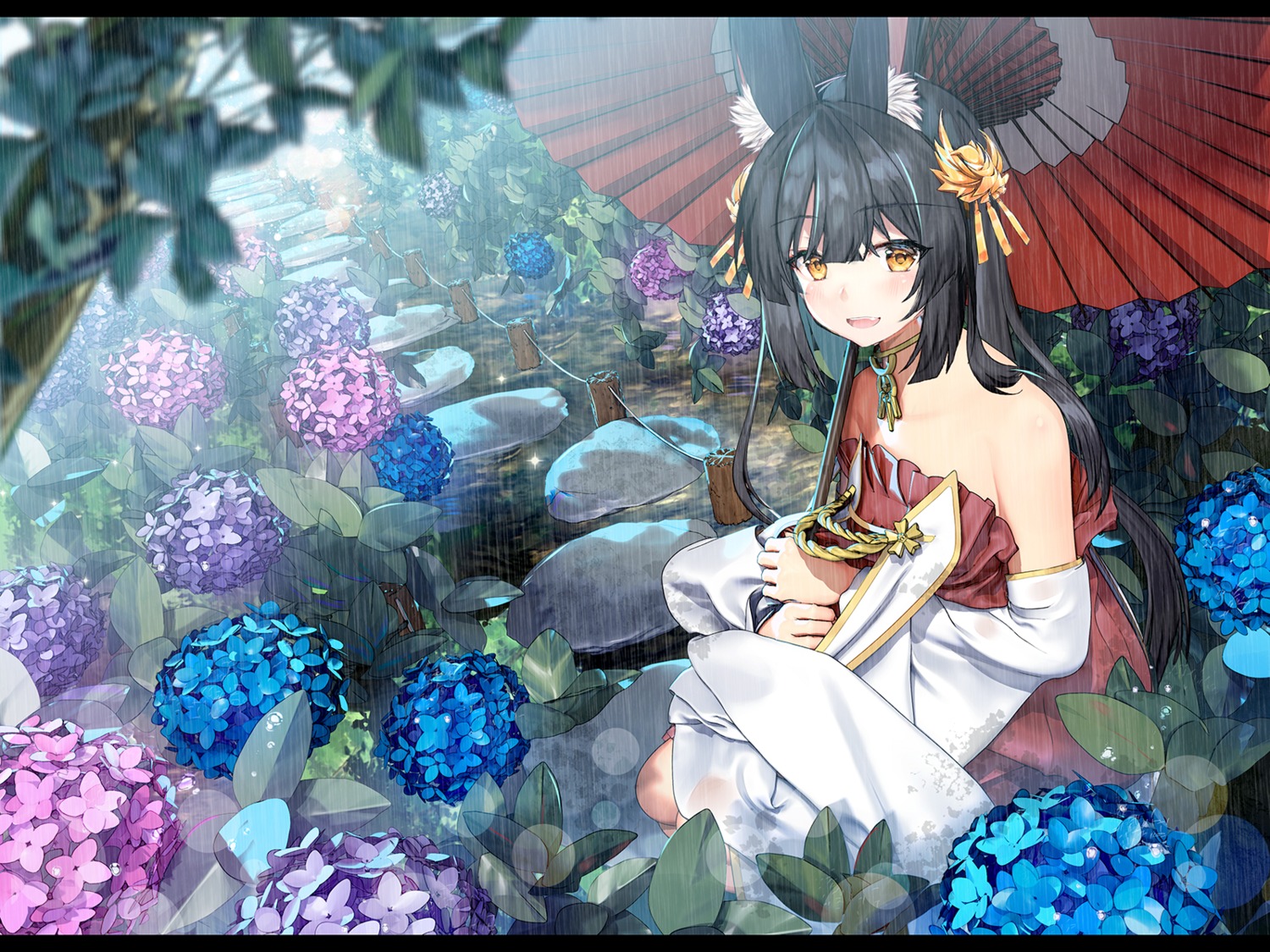 sugitaranpaku azur lane nagato (azur lane) animal ears japanese clothes ...