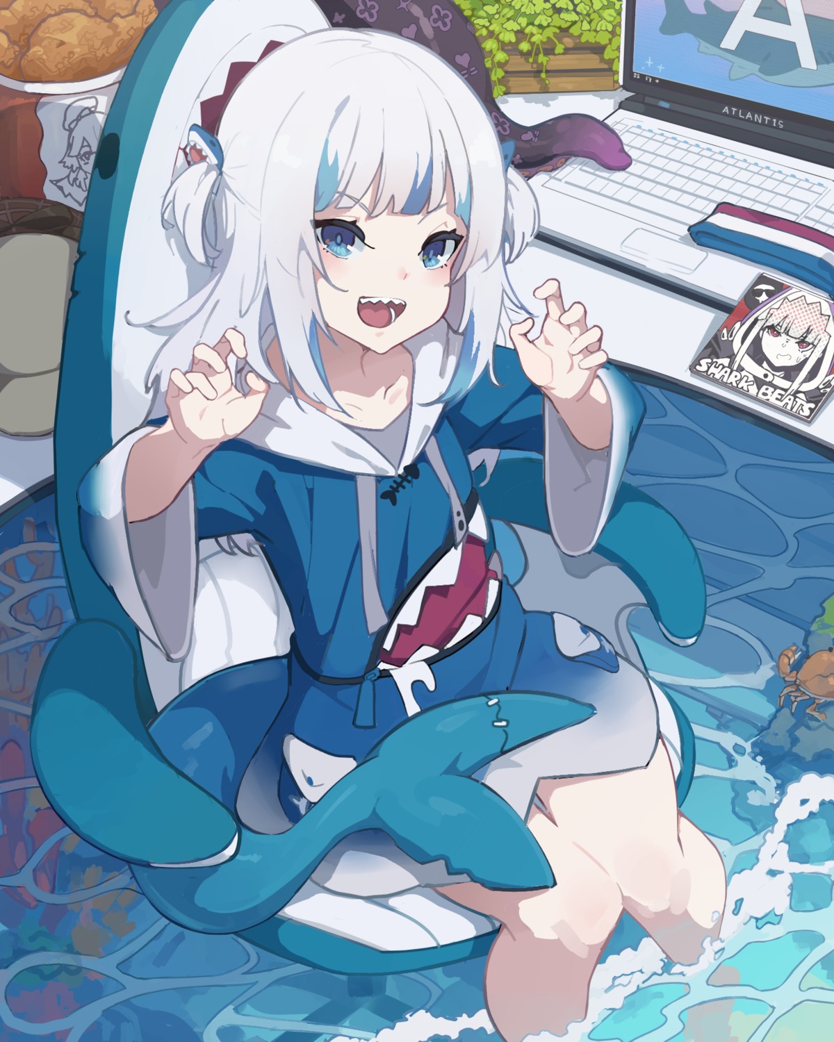 kurokitsune (float0108) hololive hololive english gawr gura tail wet ...