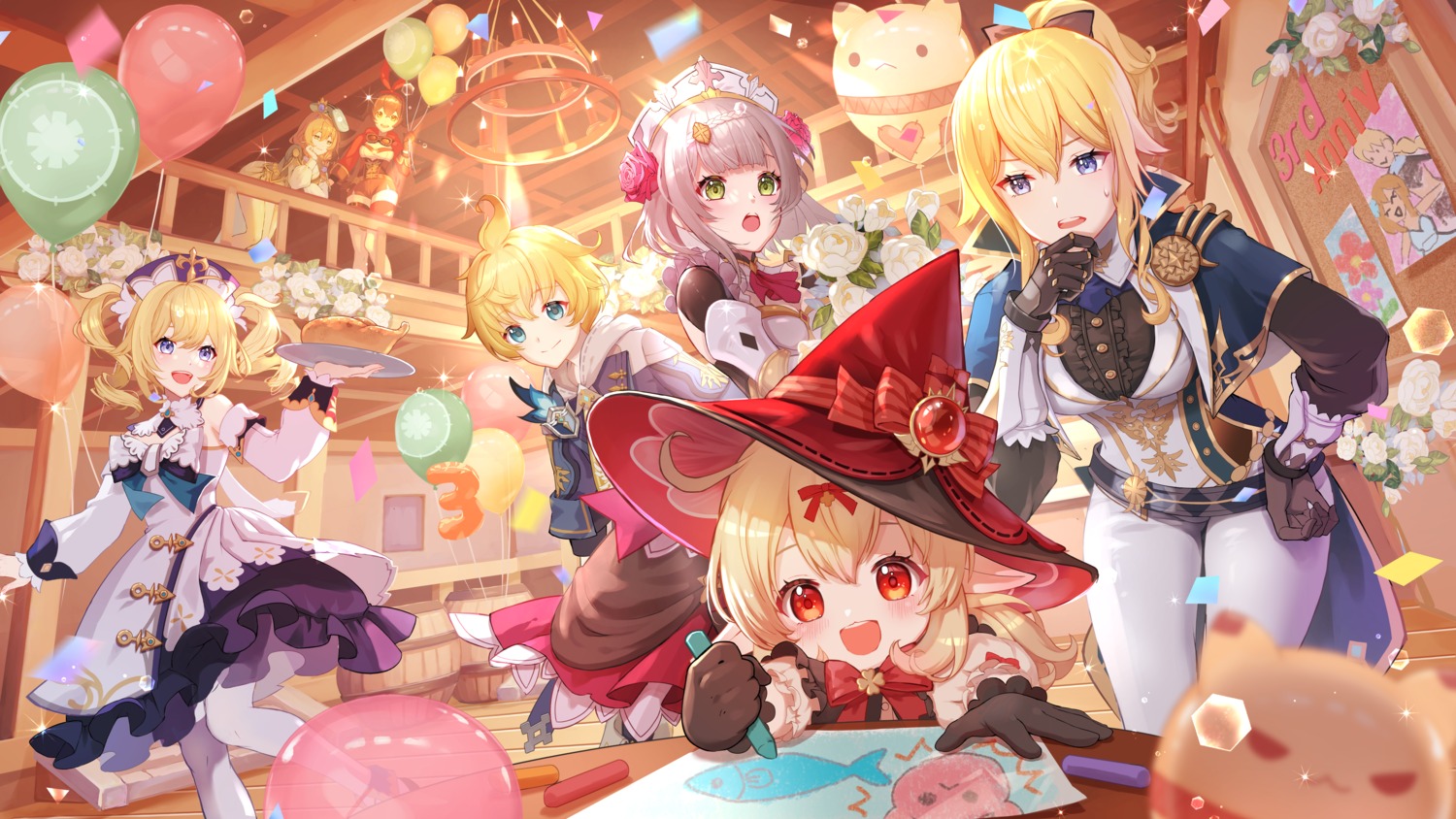 nyansan oekaki genshin impact amber (genshin impact) barbara (genshin ...