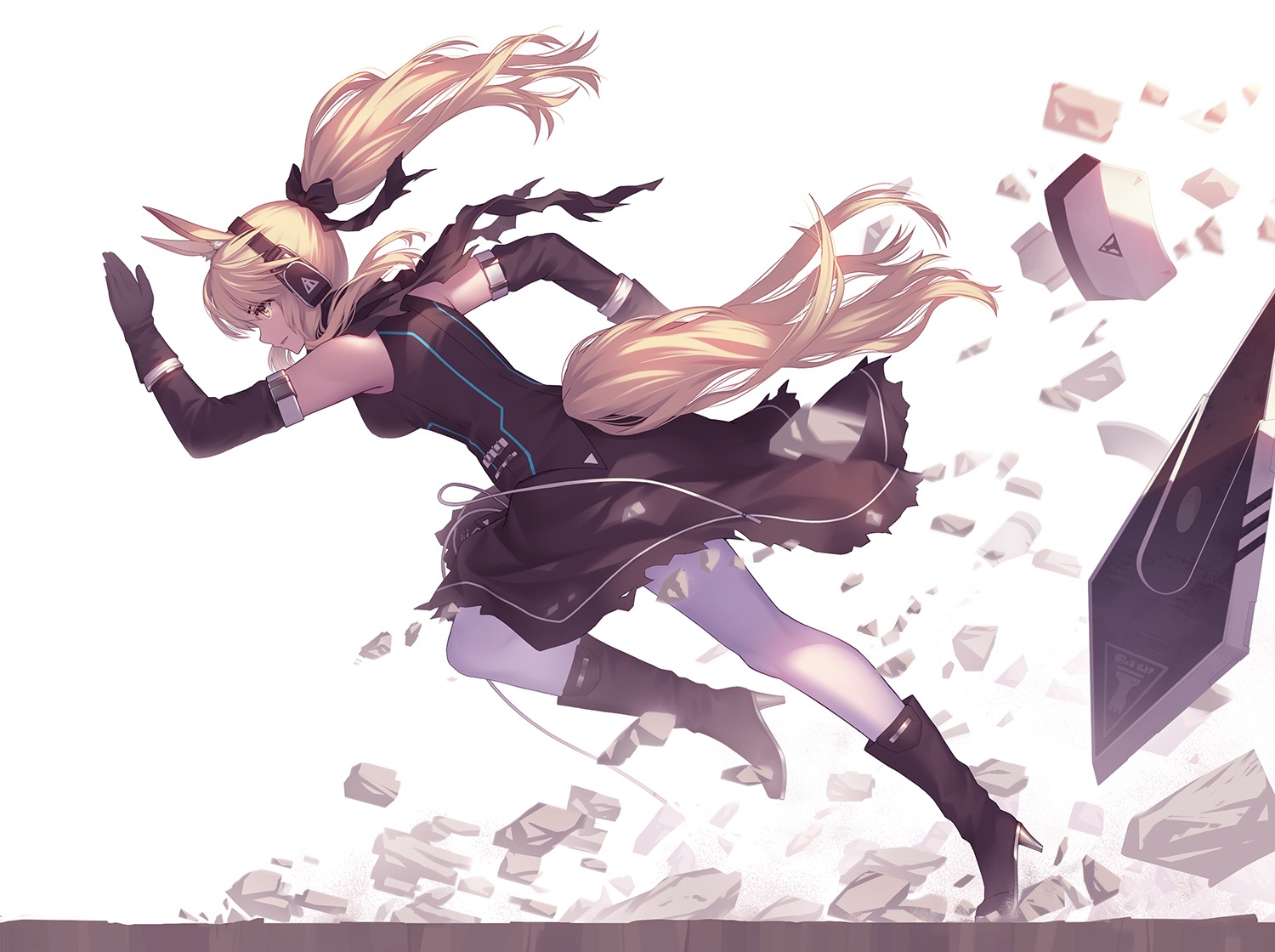 athrun1120 arknights nearl (arknights) animal ears headphones heels ...