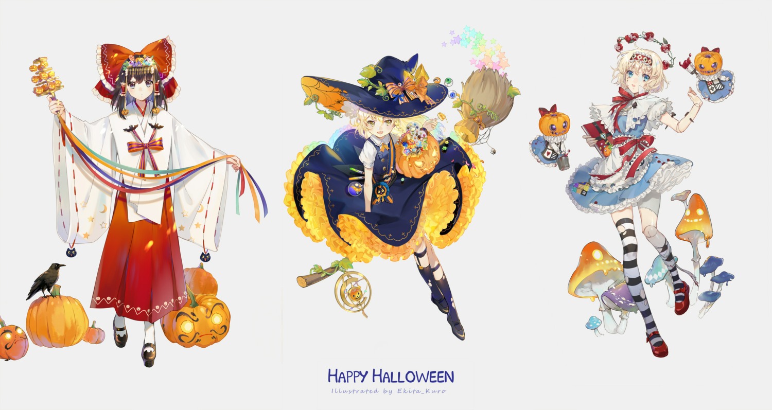 Ekita Xuan Touhou Alice Margatroid Hakurei Reimu Shanghai Doll Bandages Dress Halloween Miko