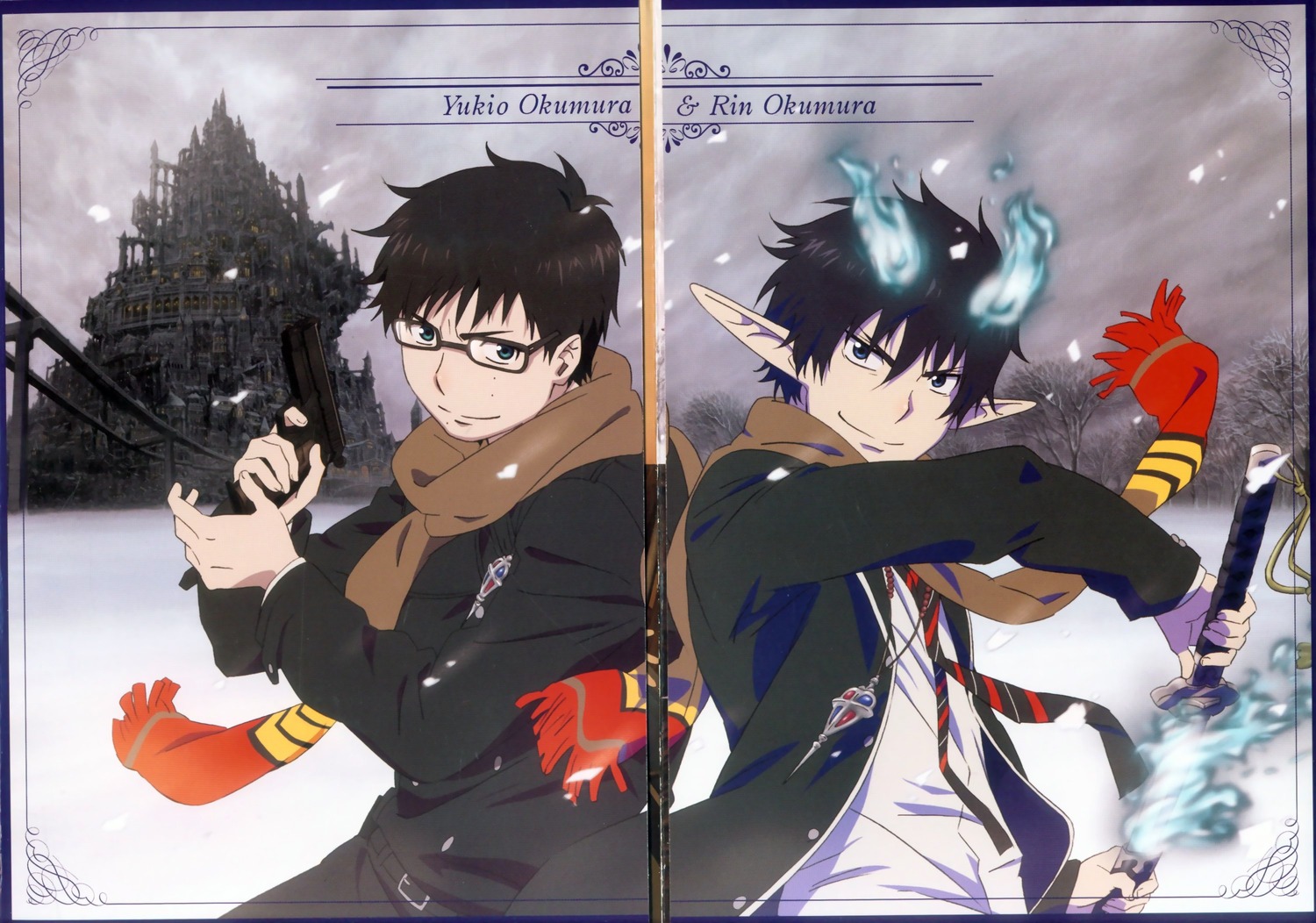 ao no exorcist okumura rin okumura yukio business suit gun male megane ...